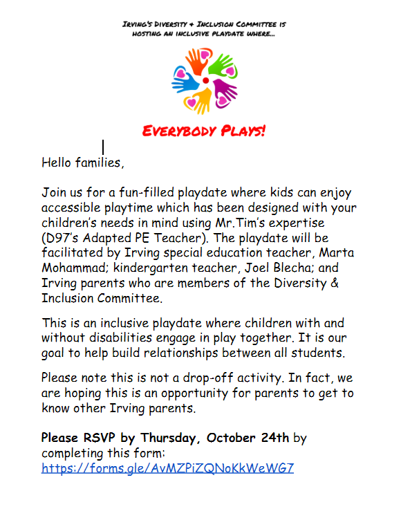 All Inclusive Playdate! | Irving School PTO