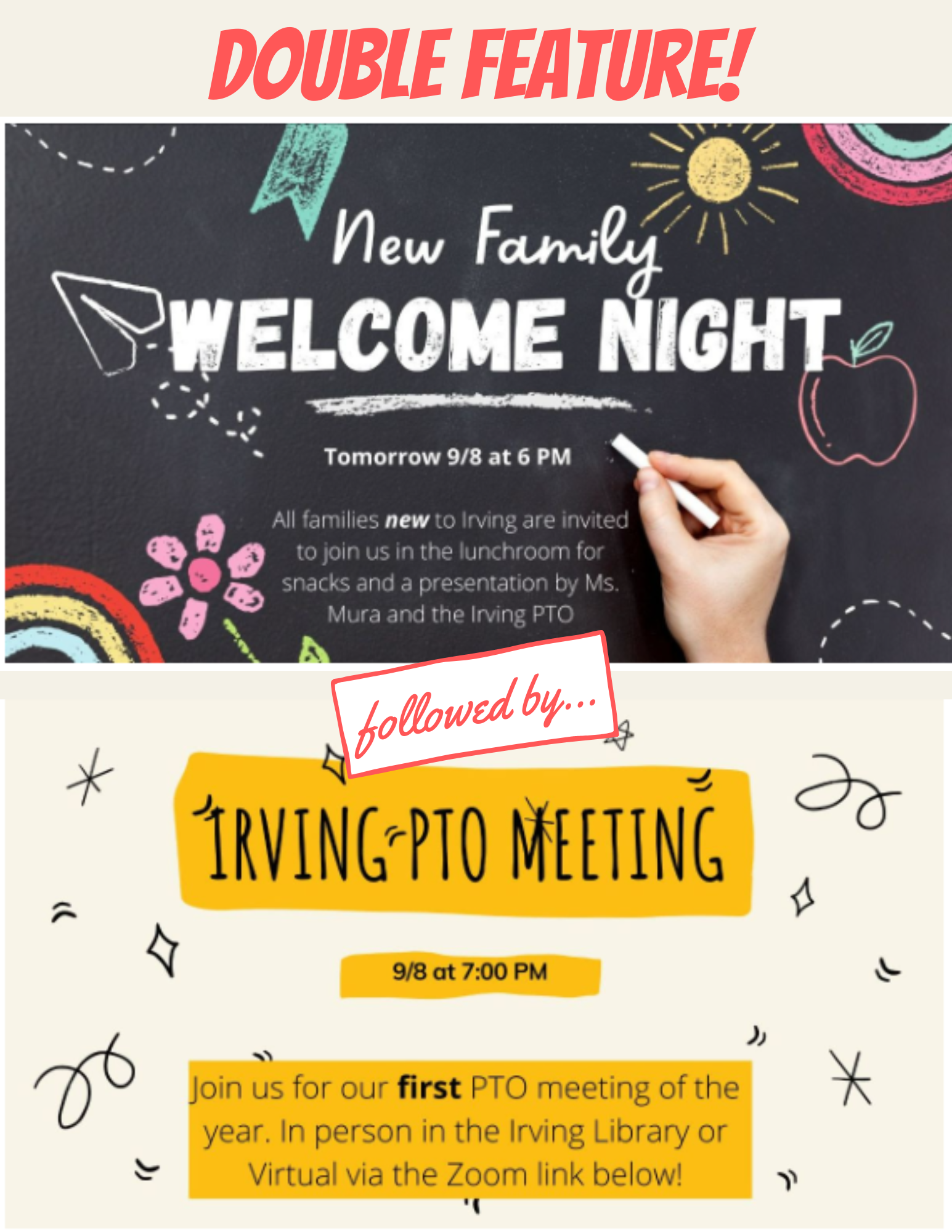 New Families Night & First PTO Meeting | Irving School PTO